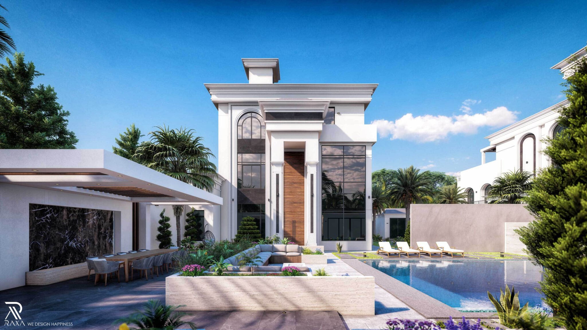 New Classic Design 3D for Villa in Saudi Arabia - RAXA STUDIO